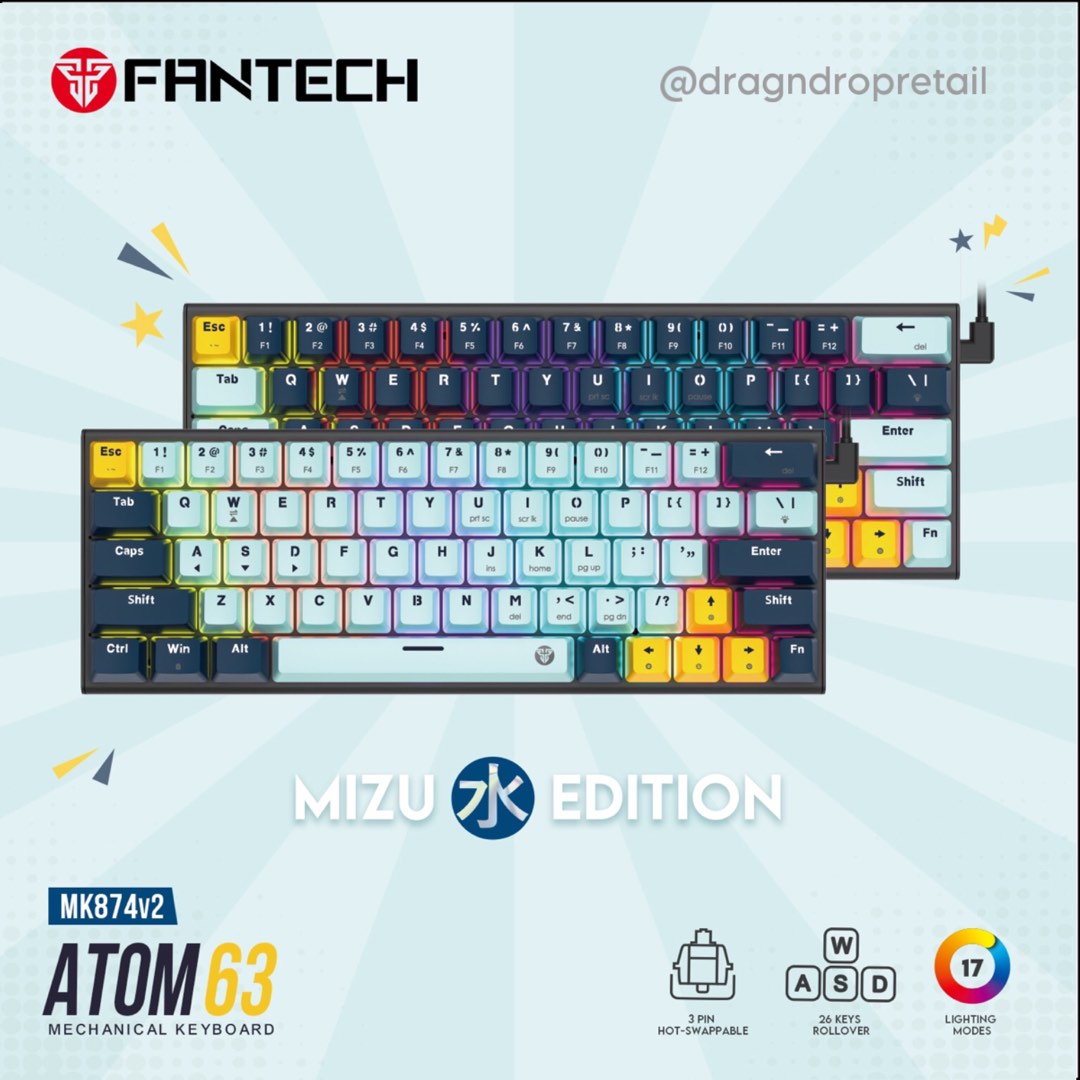 FANTECH ATOM63 MK874v2 Mechanical RGB Gaming Keyboard 3 Pin Hot ...