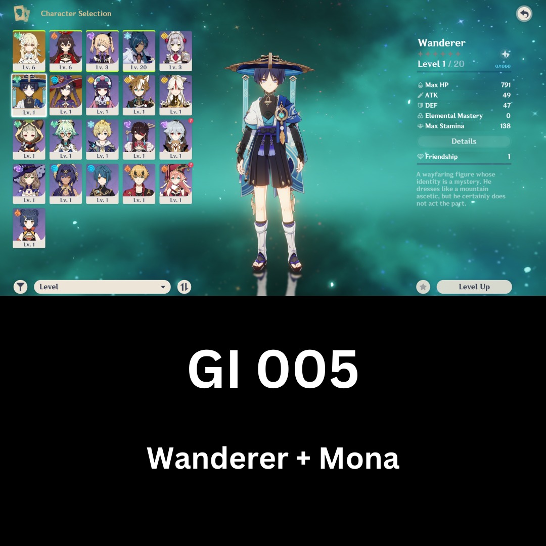 GI 005 Genshin Impact 5 Stars Account AR 10 Wanderer + Mona, Video Gaming, Video Games, Others ...