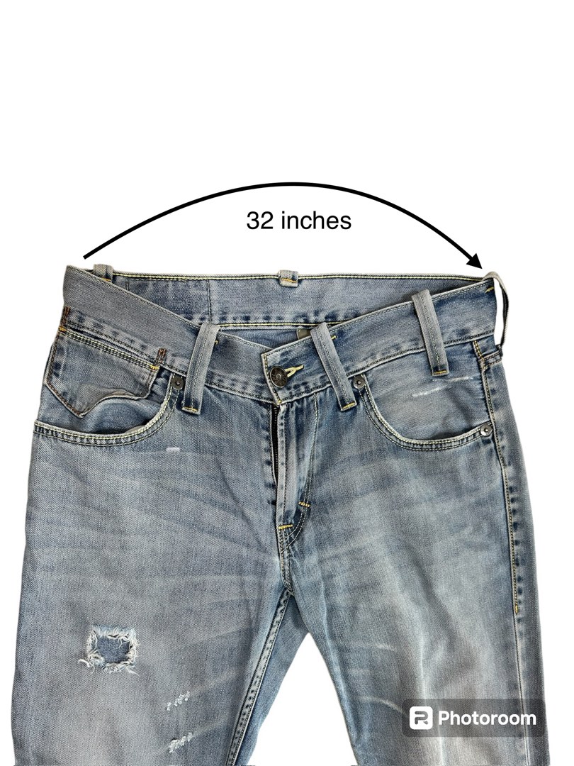 Levis 504 Ripped light blue Jeans 32in Men's, Men's Fashion, Bottoms ...