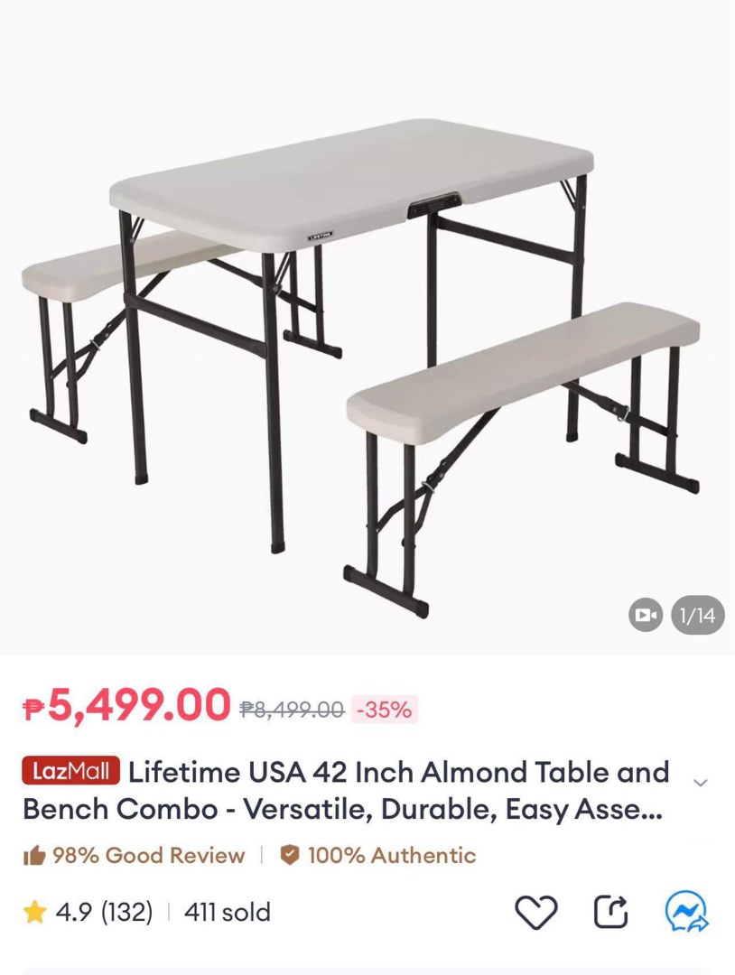 Lifetime table and bench, Furniture & Home Living, Outdoor Furniture on ...