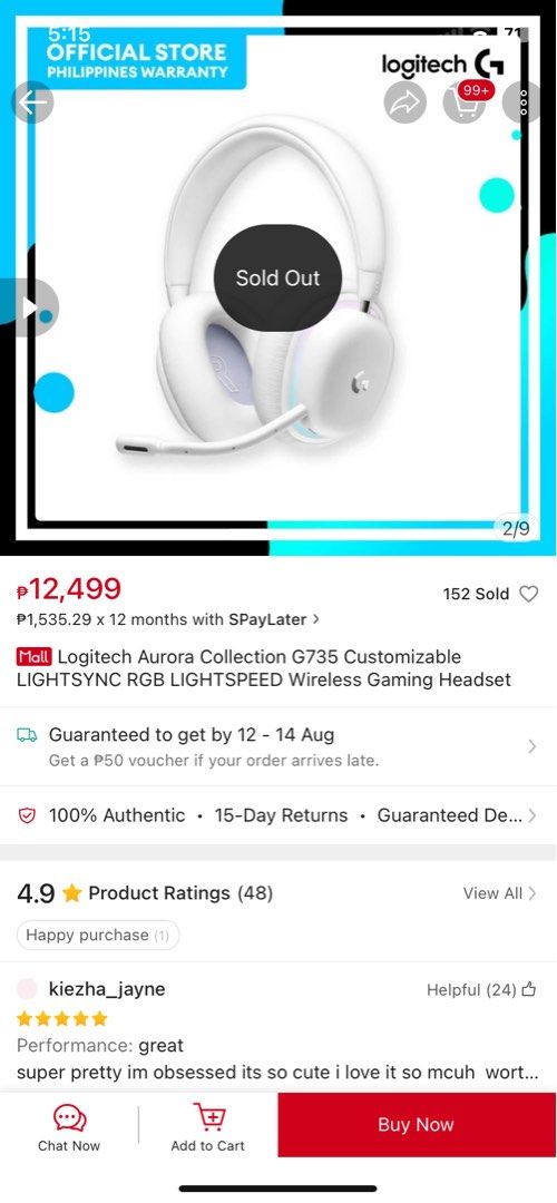 Logitech Logi G735 Lightspeed Aurora Wireless Gaming Headphones Headset ...