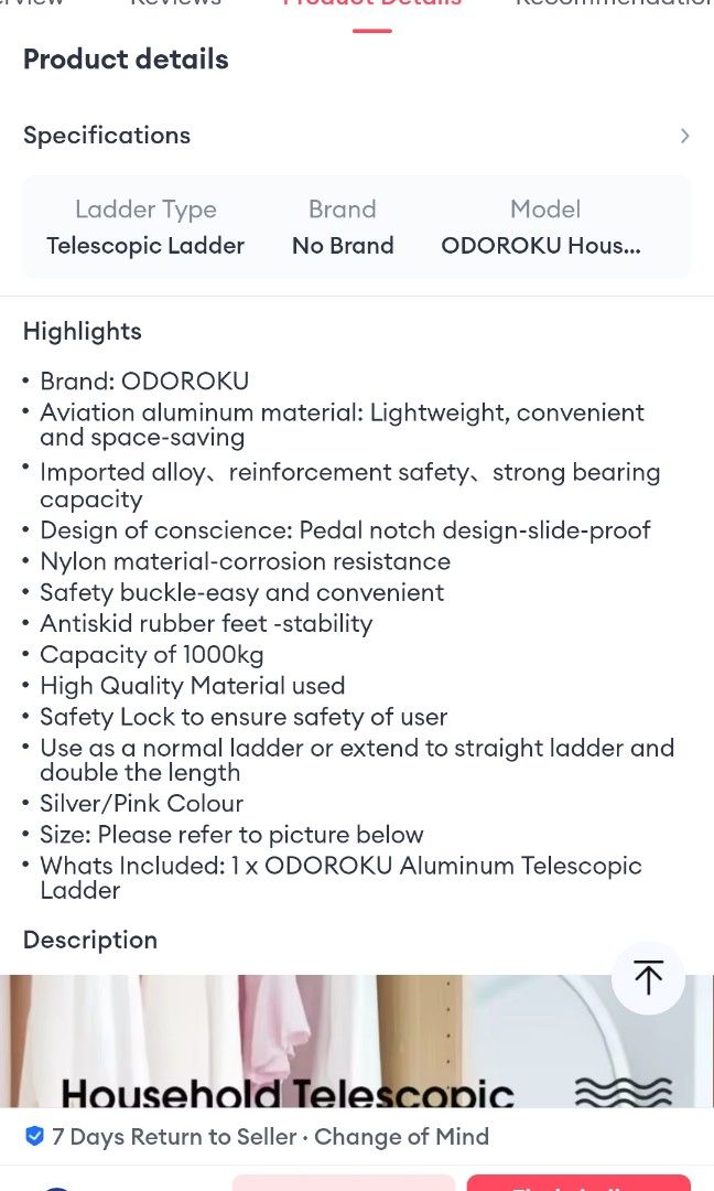 FOR RENT - 3M HEIGHT TELESCOPIC ALUMINIUM LADDER (7 DAYS USAGE) - (DIY ...