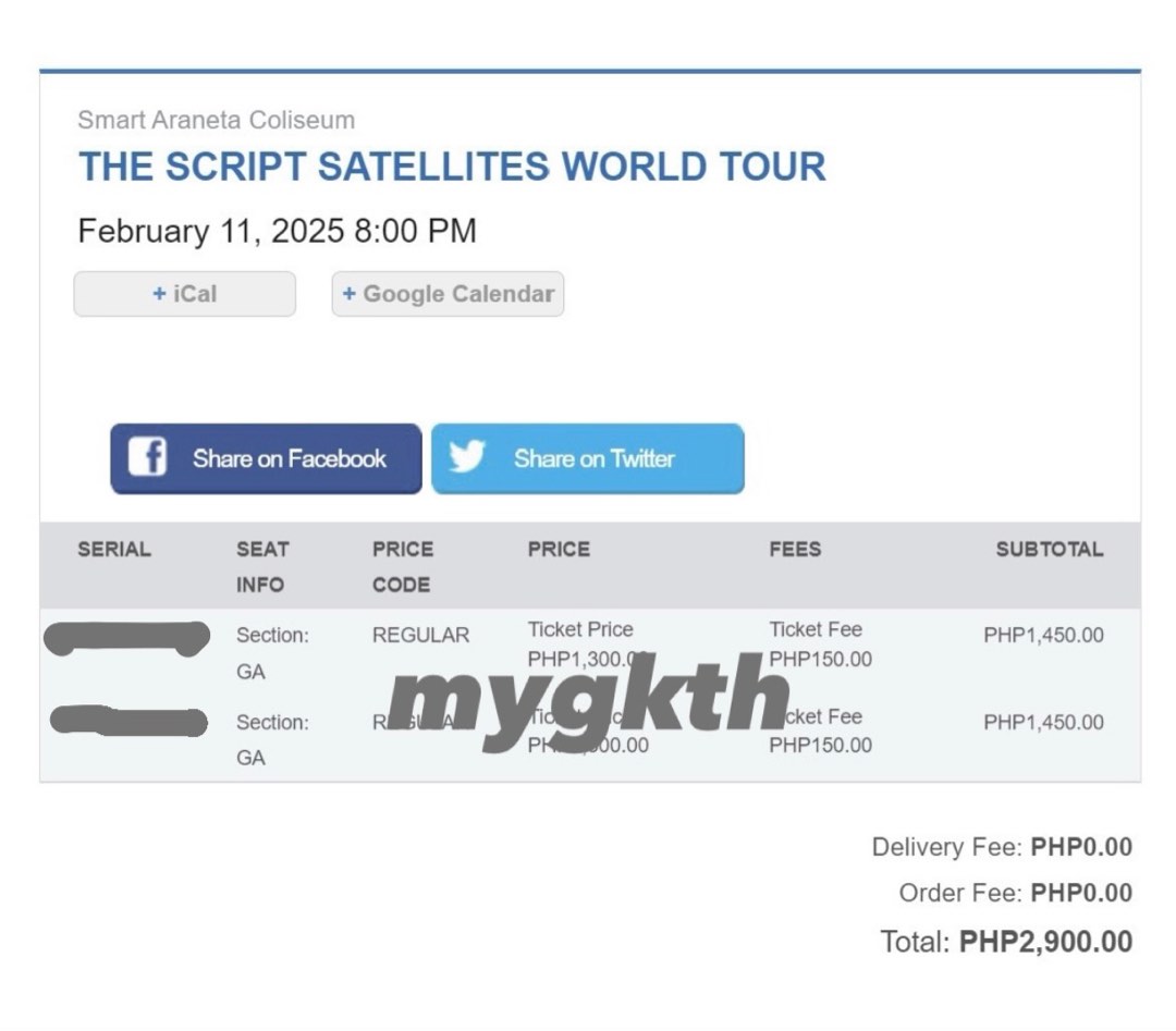 The Script Satellites World Tour Day 1 (2 Gen Ad Tickets), Tickets ...