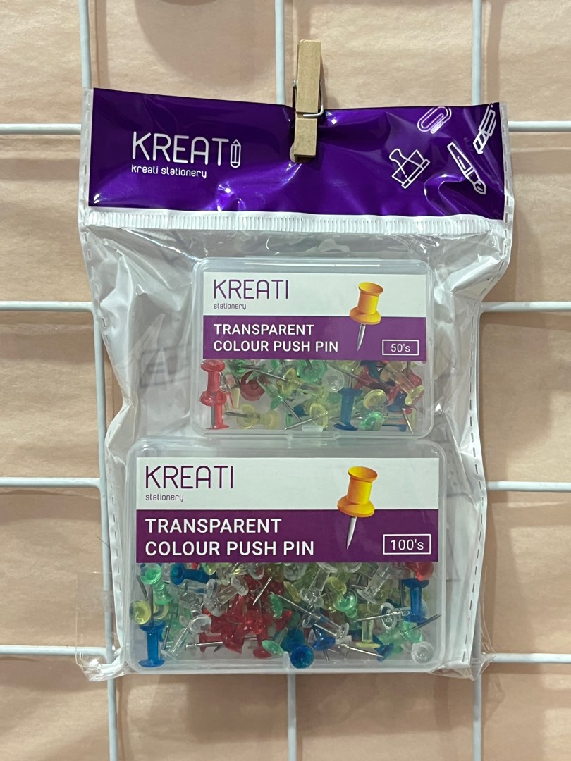 TRANSPARENT COLOUR PUSH PIN, Hobbies & Toys, Stationery & Craft, Other ...