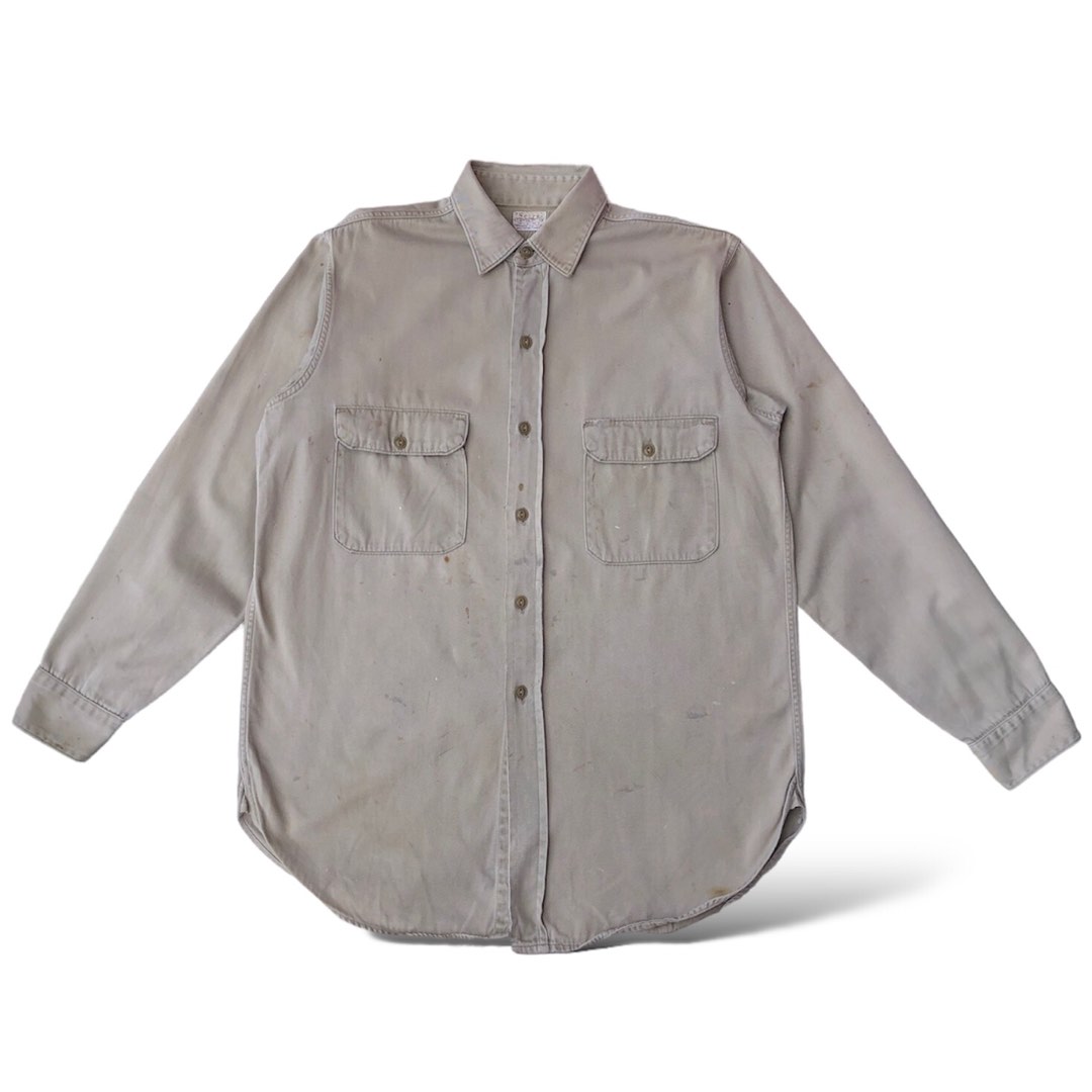 Vintage 50s SEARS Khaki Work Shirt, Men's Fashion, Tops & Sets, Formal ...
