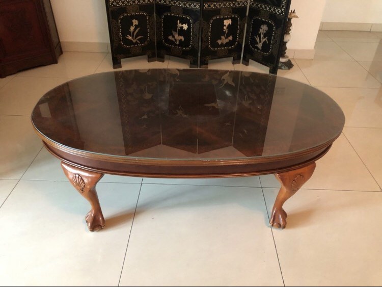 Vintage Center Table with Glass Top, Furniture & Home Living, Furniture ...