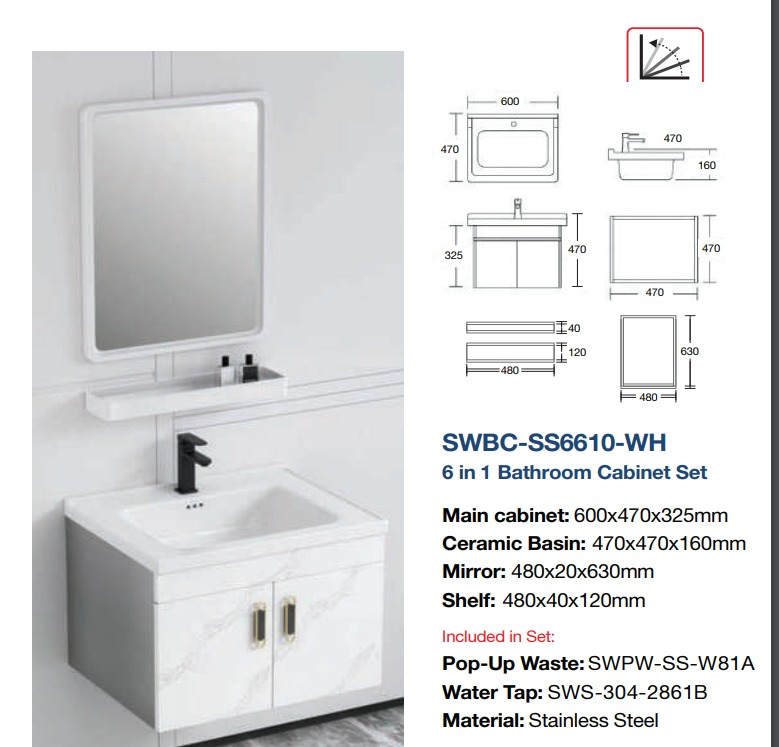6 in 1 Bathroom Cabinet Set SANIWARE, Furniture & Home Living, Bathroom ...