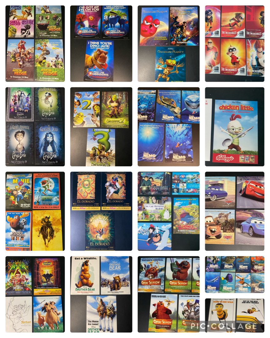 Animated movies Disney postcards Finding Nemo Incredibles brother Bear ...