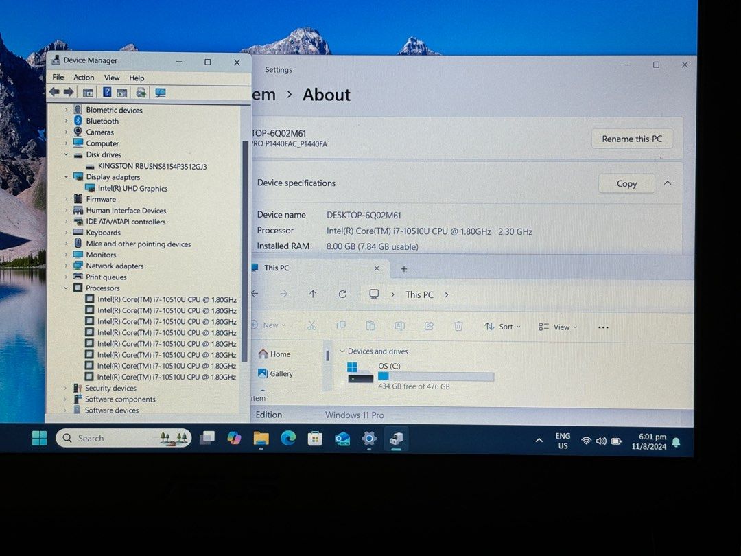 ASUS PRO P1440FA Business Laptop 14" inch Processor intel 10th Gen i7 ...