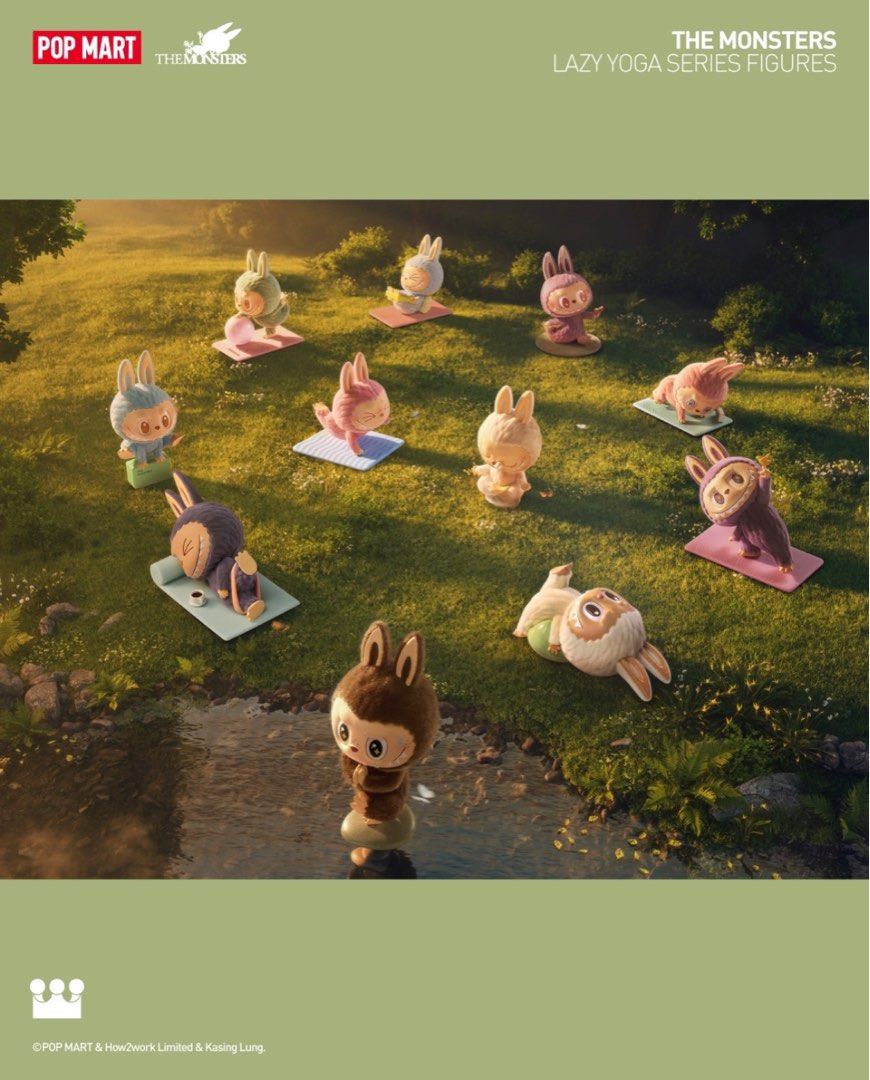 Authentic Popmart labubu the monsters lazy yoga figure figurine 1 case ...