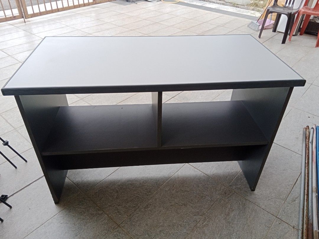 Computer Table Desk Meja Grey, Furniture & Home Living, Furniture ...