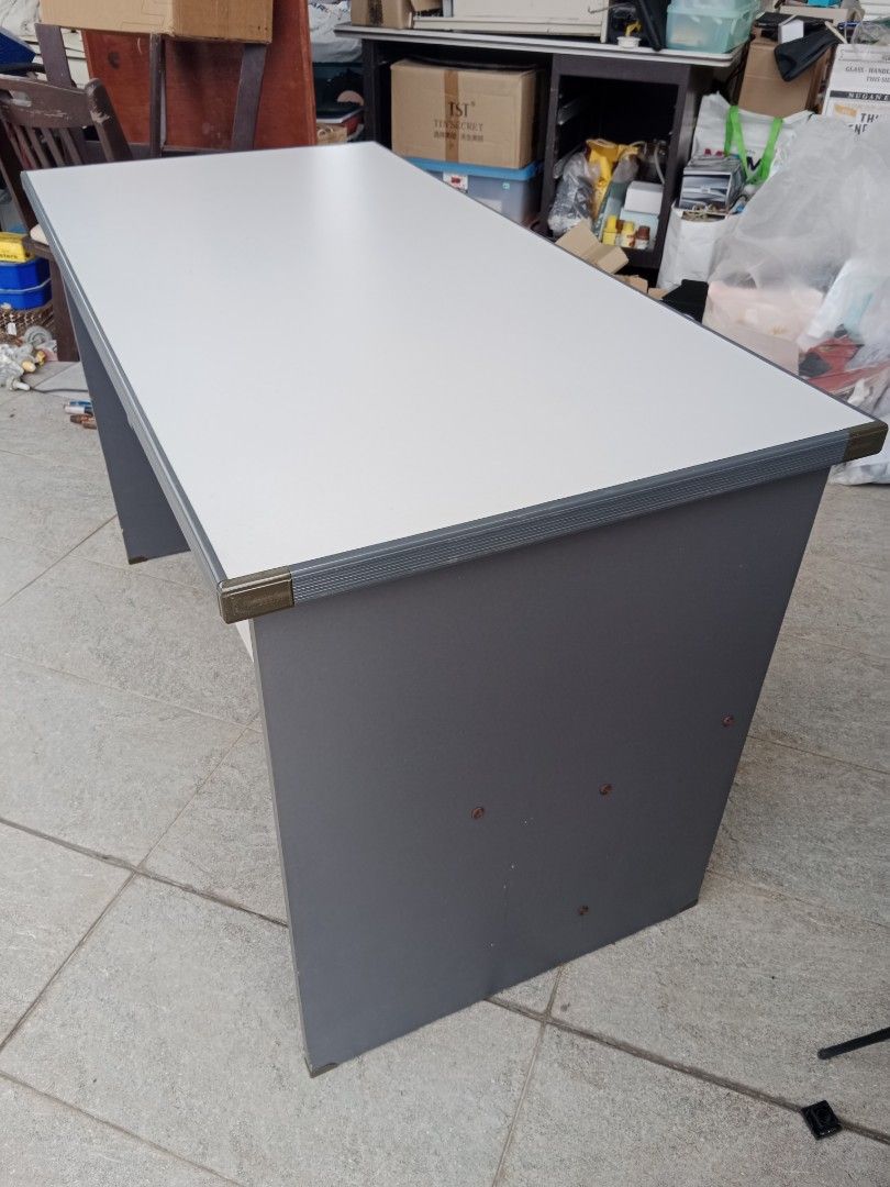 Computer Table Desk Meja Grey, Furniture & Home Living, Furniture ...