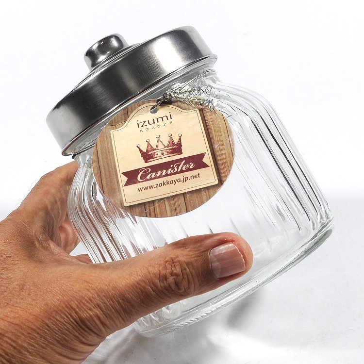 Izumi Airtight Storage Jar with Screw-On Stainless Steel Lid 650mL ...