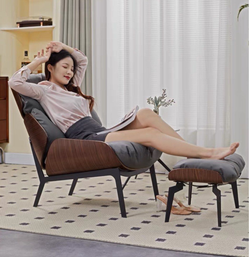 KALMER Modern Leather Armchair, Furniture & Home Living, Furniture ...