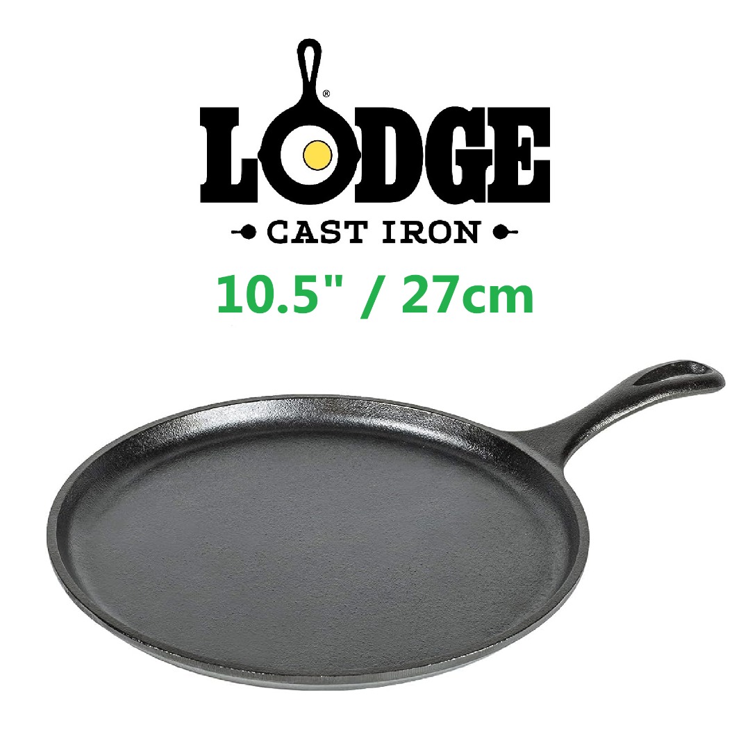 Lodge Cast Iron Round Griddle Pan (10.5" / 27cm) - Pre-Seasoned - Use ...