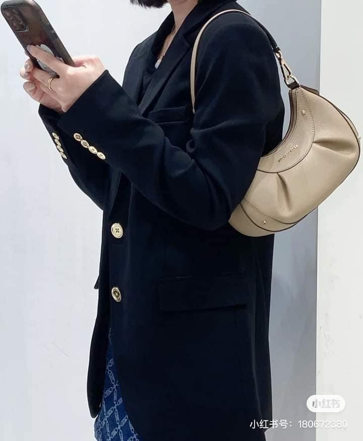 MK ENZO LOGO SMALL HOBO BAG BGE, Women's Fashion, Bags & Wallets, Cross ...