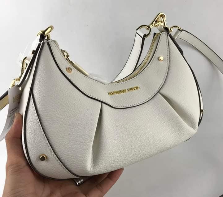 MK ENZO LOGO SMALL HOBO BAG WHT, Luxury, Bags & Wallets on Carousell