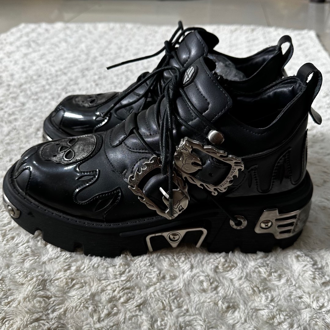 New Rock Dupes Skull Metal Buckled Shoes Heavyweight HQ, Men's Fashion ...