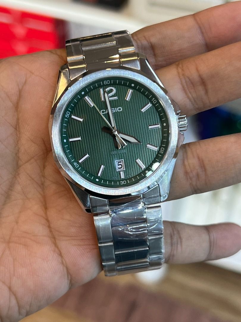 ORIGINAL CASIO Analog Green Dial Stainless Steel Men's Watch MTP-E725D ...