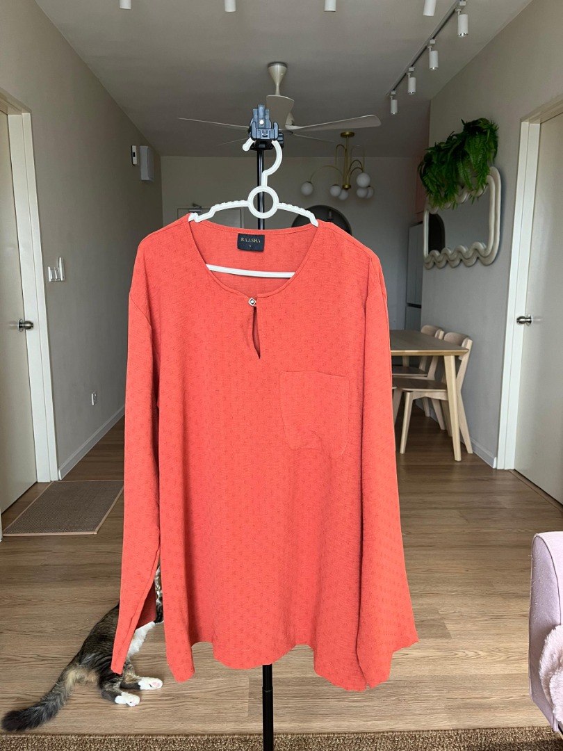 RAASHA.CO KURTA REEF (SQUASH ORANGE), Men's Fashion, Muslim Wear, Tops ...