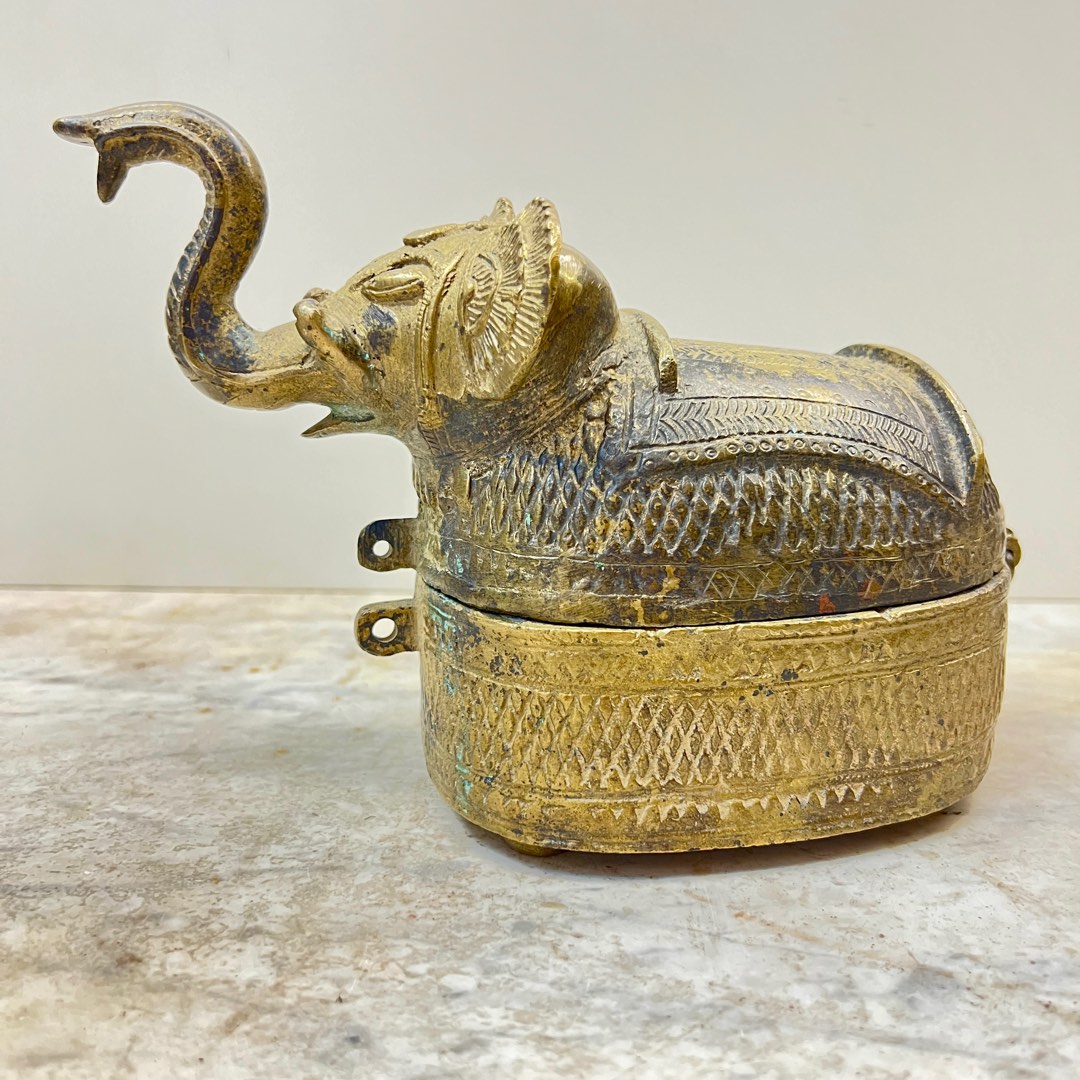 Antique Cambodian Distress-Brass Trinket-Box, Furniture & Home Living ...