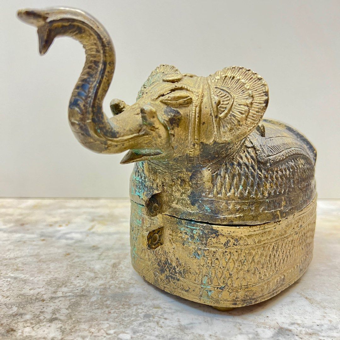 Antique Cambodian Distress-Brass Trinket-Box, Furniture & Home Living ...