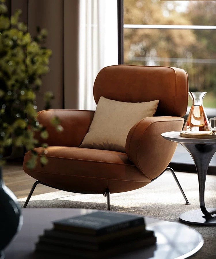 VONICA Modern Leather Leisure Chair, Furniture & Home Living, Furniture ...