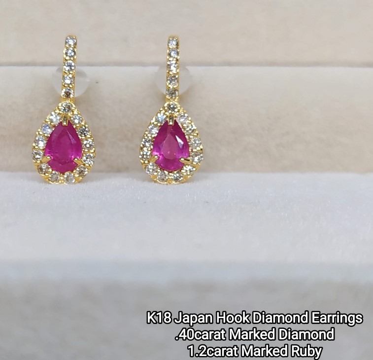 1.2 Marked Ruby and .40 Marked Diamond - Japan Earrings, Women's ...
