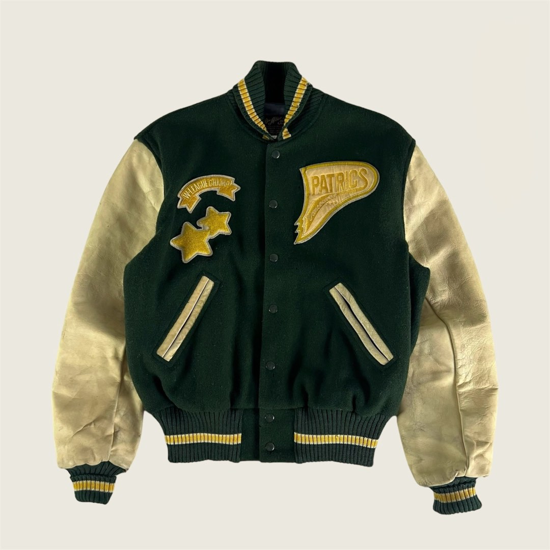 80s Albion Knitting Mills Wool Leather Letterman Varsity Jacket, Women's Fashion, Coats, Jackets ...