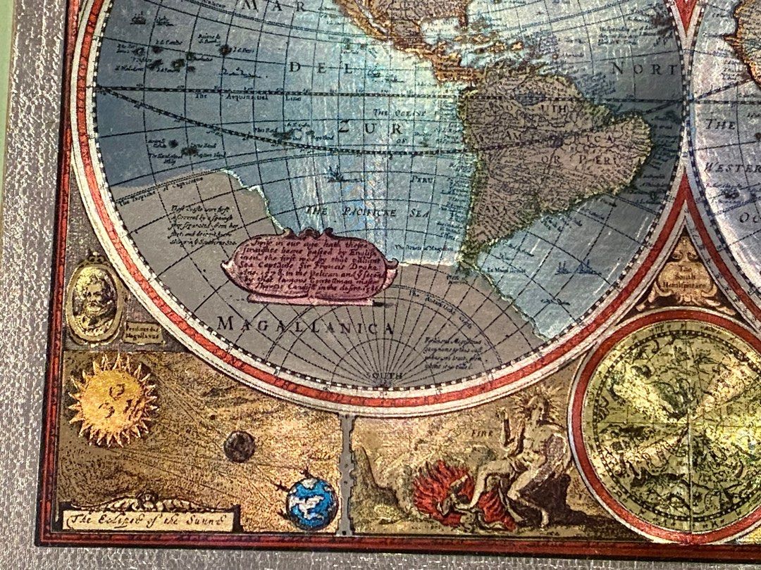 古典世界地圖.金屬反光 Classical world map, metallic, reflective, framed, 書籍、休閒與玩具 ...