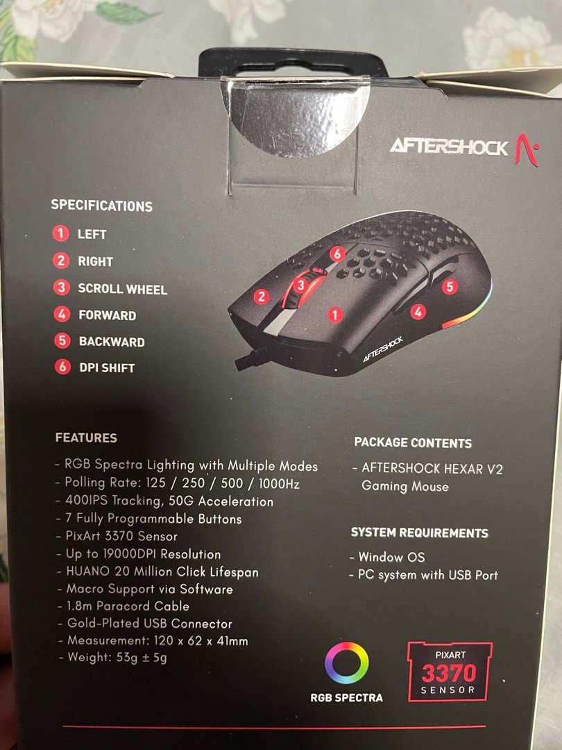 AFTERSHOCK Hexar Gaming Mouse v2, Computers & Tech, Parts & Accessories ...