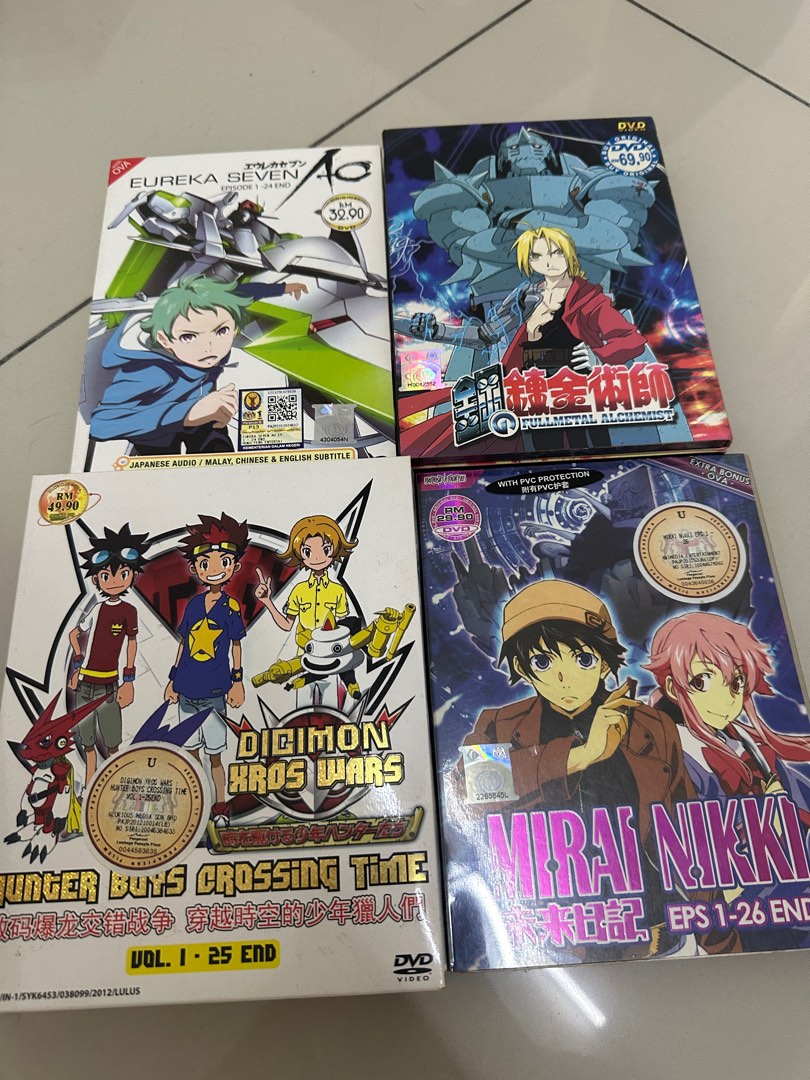 4 Anime DVD original (Eureka Seven; Fullmetal Alchemist; Mirai Nikki ...