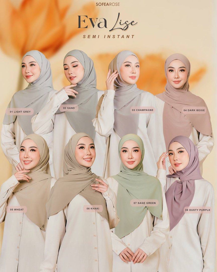 Eva Lise Semi Instant Hijab, Women's Fashion, Muslimah Fashion, Hijabs on Carousell