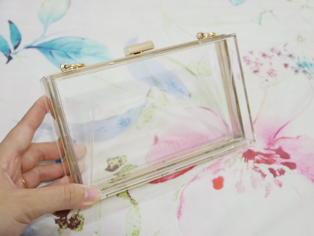 Glass Transparent Gold Clutch, Women's Fashion, Bags & Wallets ...