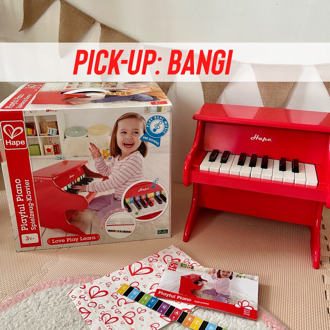 Hape kids piano/wooden piano/kids piano/wooden toy, Hobbies & Toys ...