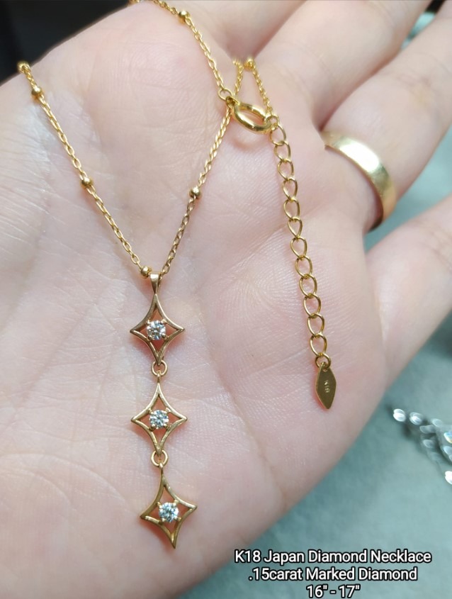 K18 Japan Diamond Necklace .15Carat, Women's Fashion, Jewelry & Organizers, Necklaces on Carousell