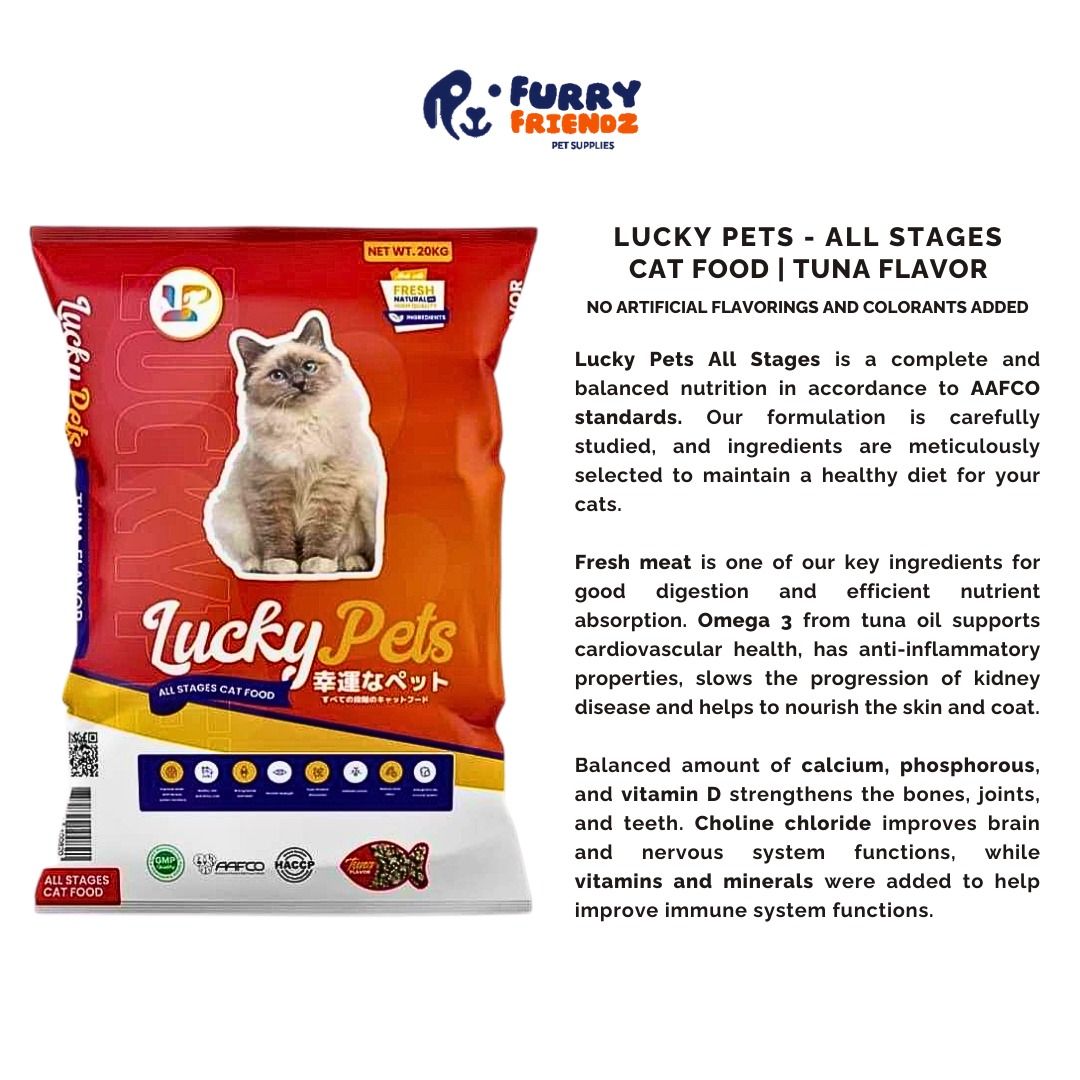 Lucky Pets Dry Cat Food 20kg sack - ALL LIFE STAGES (Tuna Flavor) Low ...