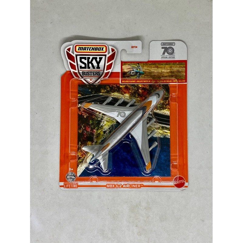 Matchbox MBX 6-2 AIRLINER Metallic Grey Sky Busters Passenger Aircraft ...
