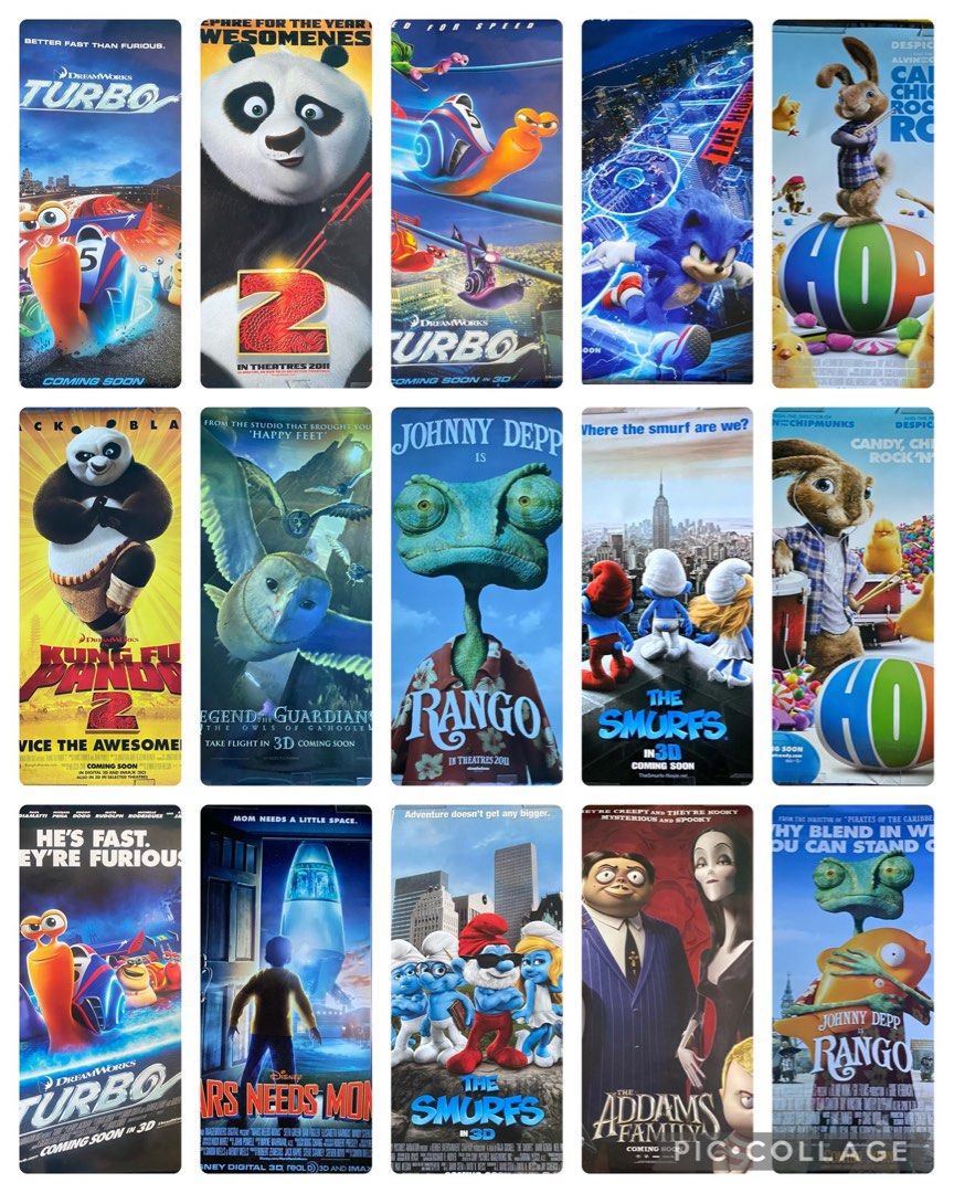 Original animated movie posters - HOP E.B. Bunny - Sonic - Smurfs ...