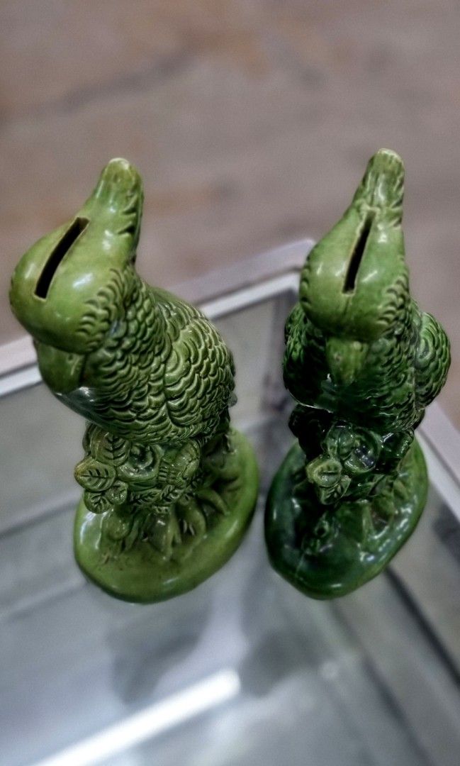 Vintage Green Parrot Coin Bank 1pair, Hobbies & Toys, Collectibles ...