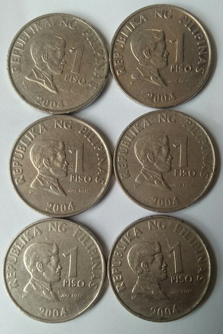 1 Peso BSP 2004 (R & HTF) coins 6 pcs, Hobbies & Toys, Memorabilia ...