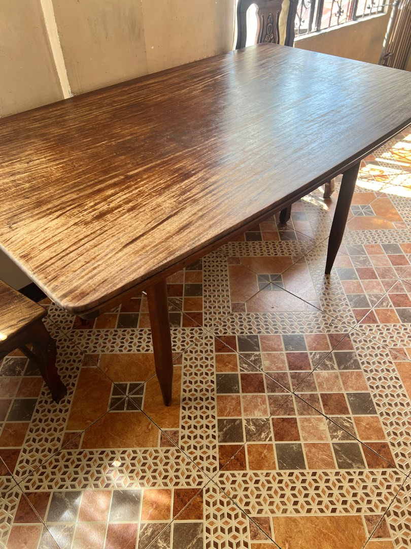 Antique SOLID NARRA 6 seater dining table & 3chairs, Furniture & Home ...