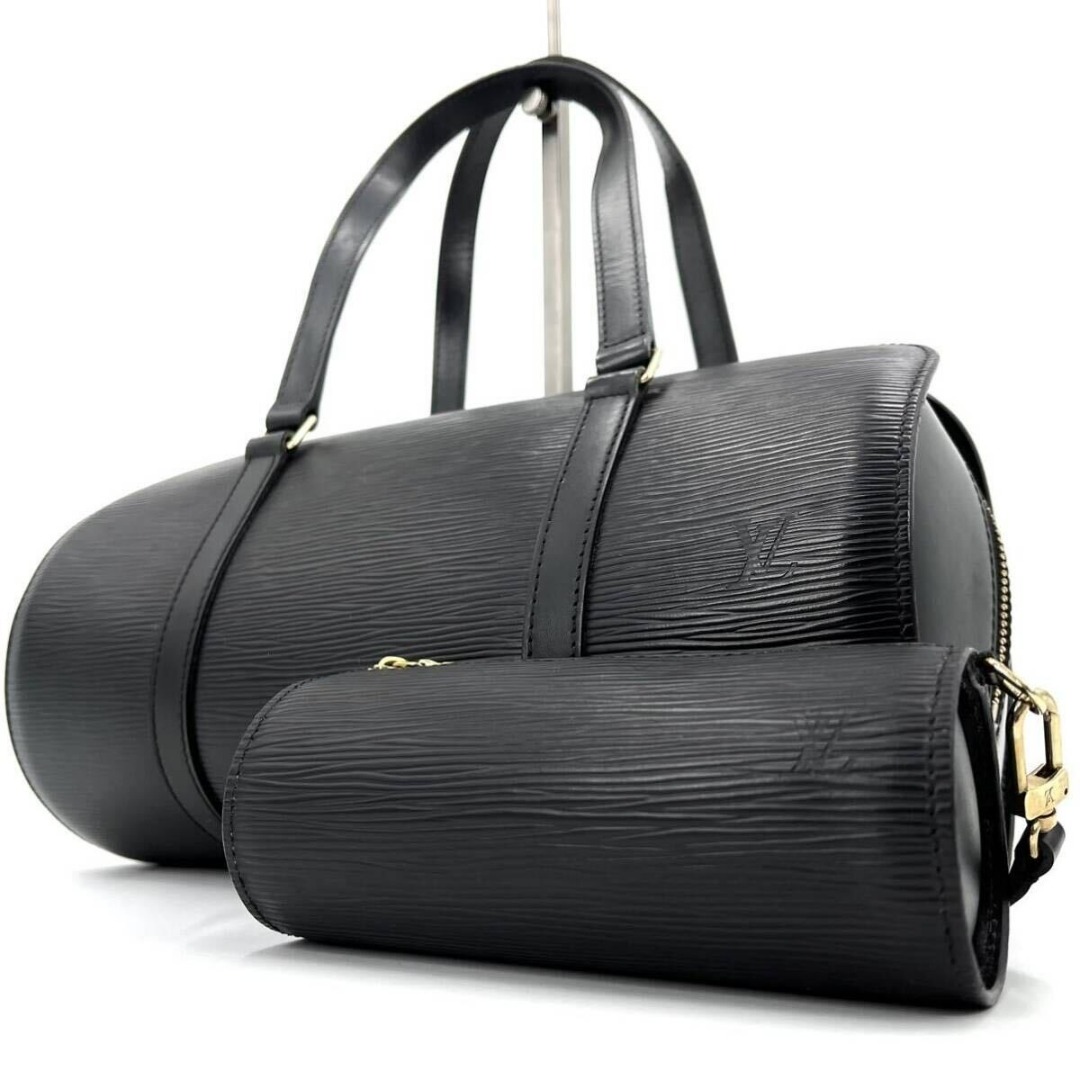 *Authentic* LV LOUIS VUITTON Soufflot Black Epi Noir Handbag With Pouch ...