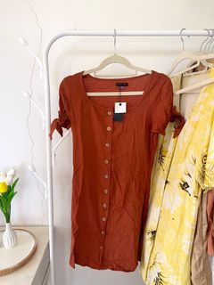 Rust Linen Dress, Women's Fashion, Dresses & Sets, Dresses on Carousell