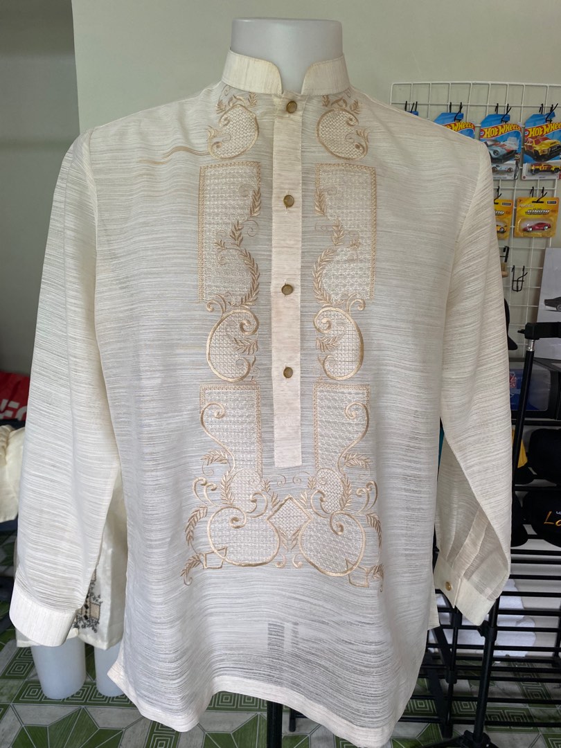 Chinese Collar Barong, Men's Fashion, Tops & Sets, Formal Shirts on ...