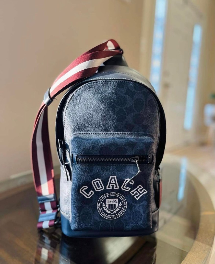 Coach West Pack In Signature Canvas With Varsity Motif, Men's Fashion ...
