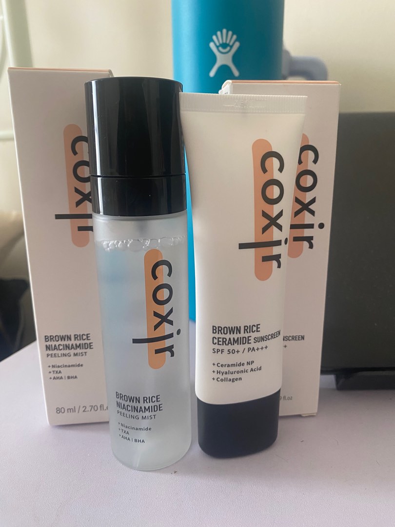 Coxir Skincare Set: Brown Rice Niacinamide Peeling mist and Ceramide ...