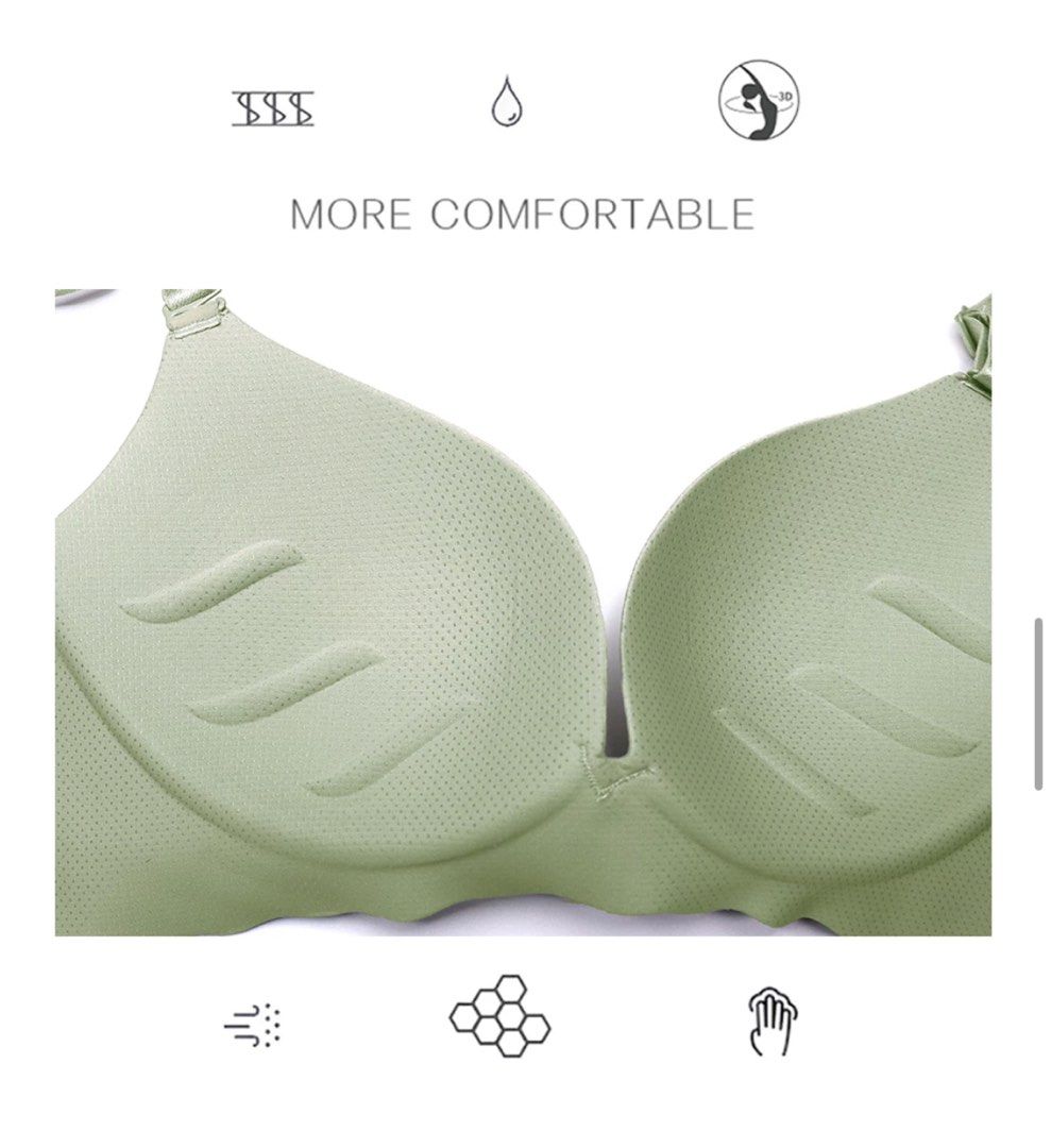 Deep V Push Up T-Shirt Bra Wire Free Female Underwear (Black), Women's ...