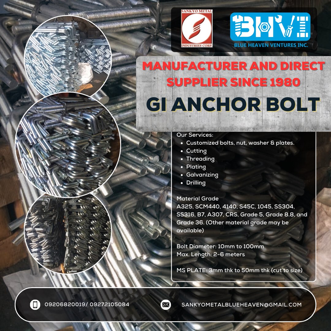 GI Anchor Bolt | Stud Bolt | Sag Rod | Baseplate | MS Plate | Steel ...