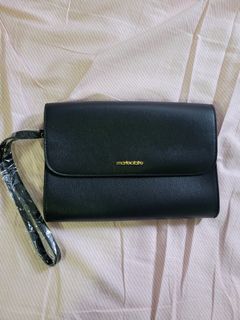 ATMOSPHERE Black Strip Clutch Bag with shoulder chain (from uk), Women ...